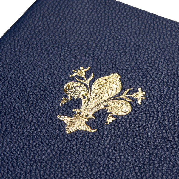Large Leather Book with Golden Iris - Blue - The Sunny Artisan